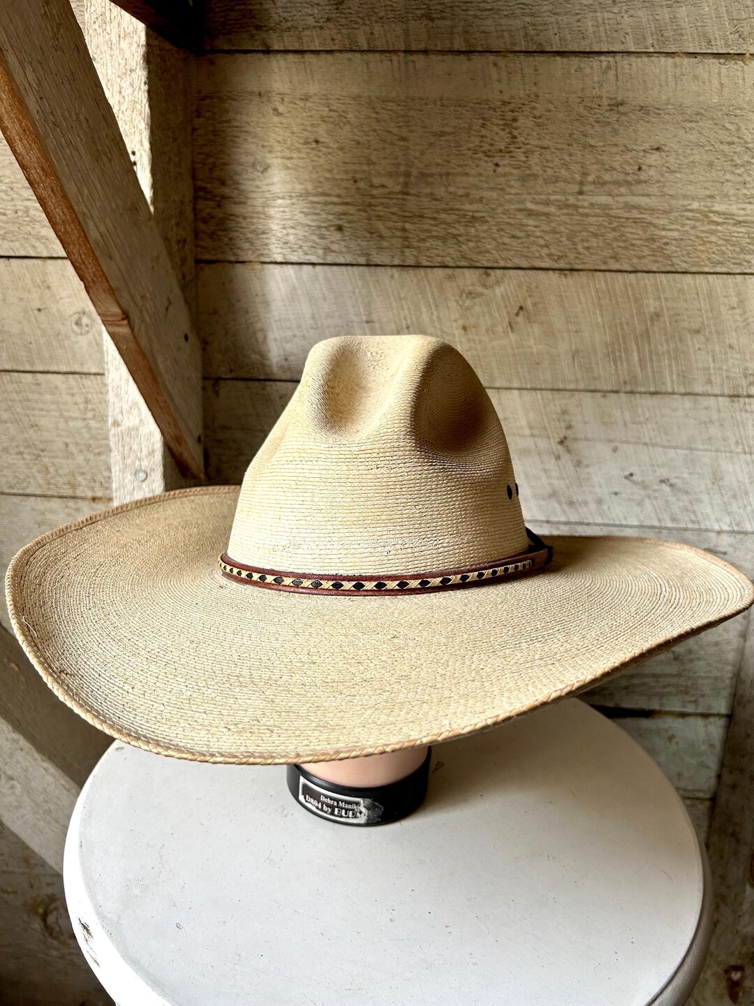 Mexico Palm Leaf Cowboy Hat Straw Hat Wide Brim Leather Band Panama Hat ...