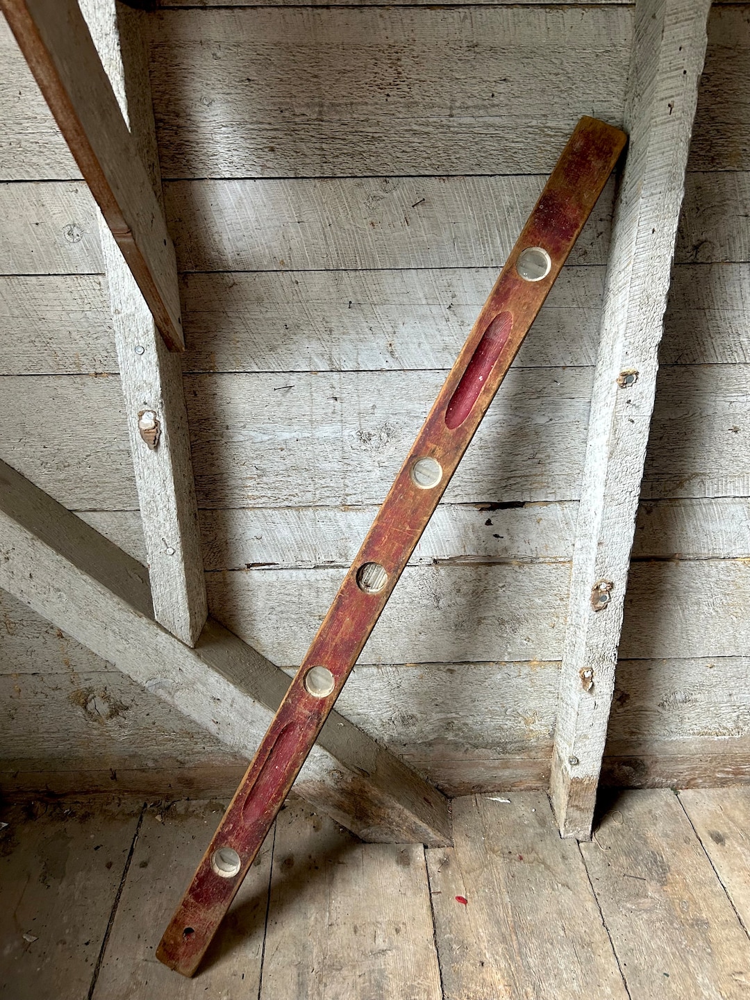 Vintage Long Handmade Wood Level 4 Feet Working Level Display Piece ...