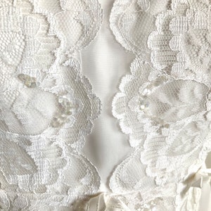 60s Chiffon Lace Wedding Dress High Lace Neck Empire Waist Long Full ...