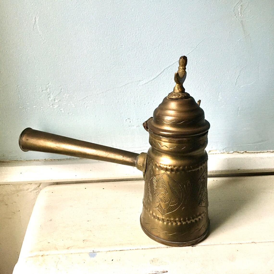 Antique 19th Century Middle Eastern Brass Dallah With Stick | Etsy