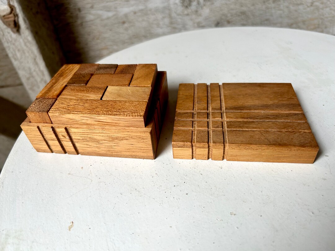 Brain Teaser Wood Box 11 Wood Pieces Mind Game Puzzle Toy - Etsy