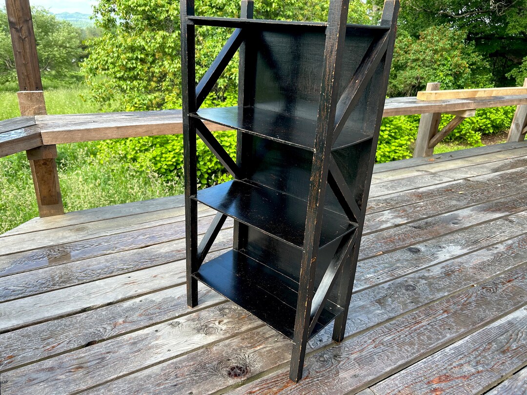 Farmhouse Black Painted Free Standing Shelves - Mission 4 Shelves ...