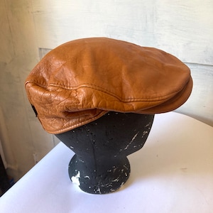 70s Leather Hat - Newsboy Hat - Cap - Handmade - Womans Hat - Etsy