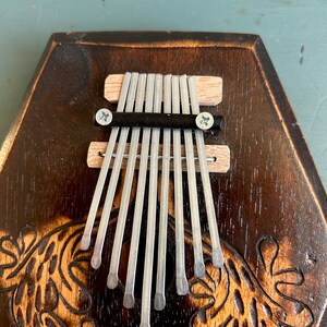 Handmade Wood African Kalimba Thumb Piano Hexagon Carved Lizard Design ...