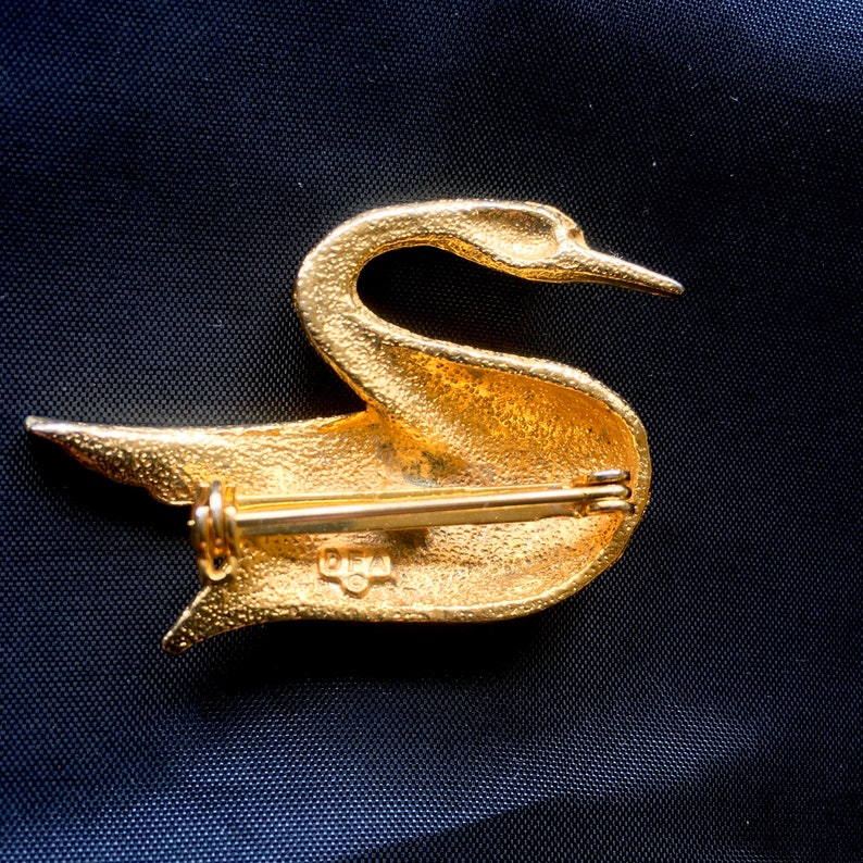 Gold Tone Swan Brooch Dba Swan Pin Vintage Brooch - Etsy