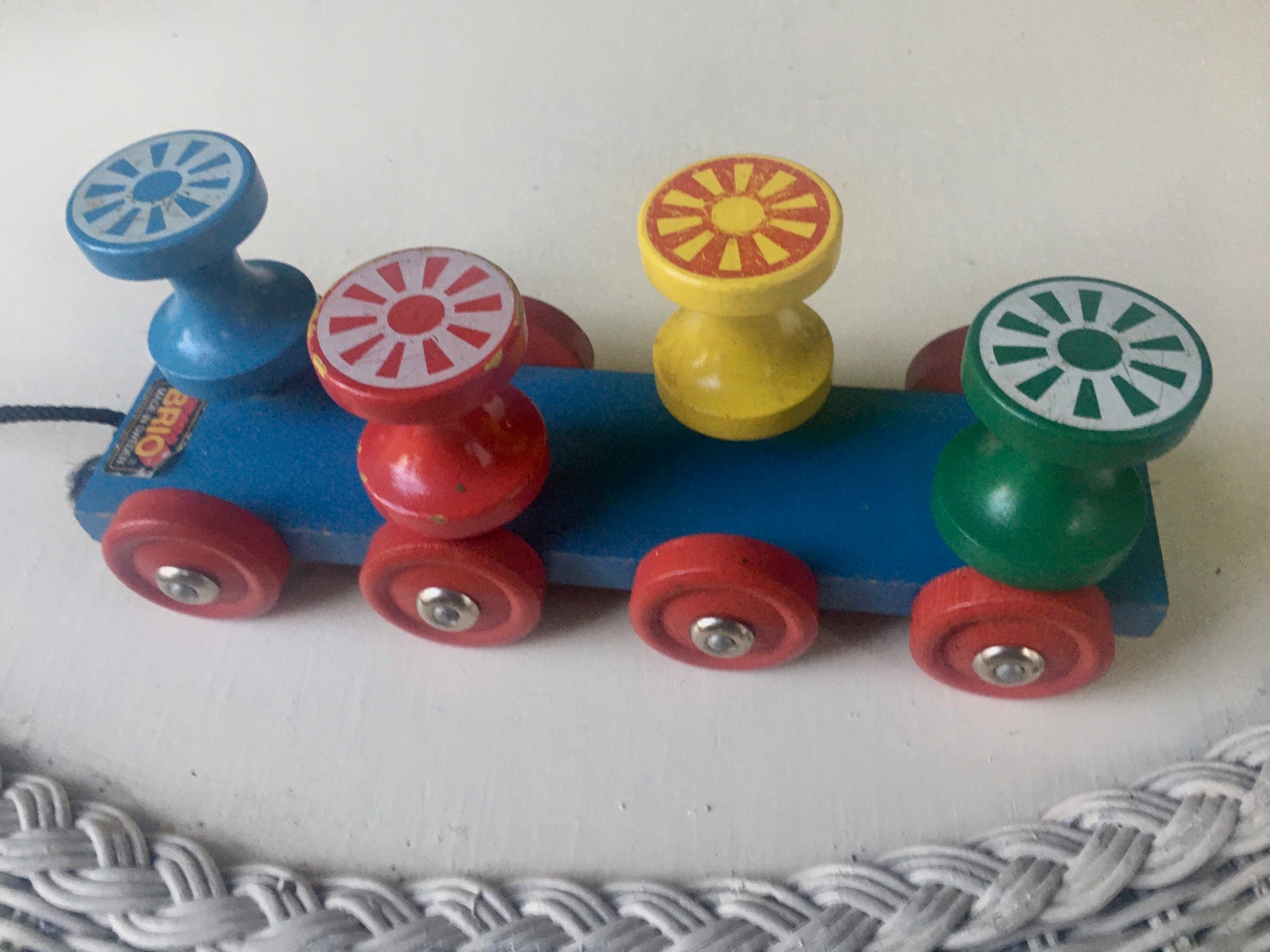 Brio Pull Toy Wood Colorful Wheels Spin Push Pull Toy 80s Toy - Etsy