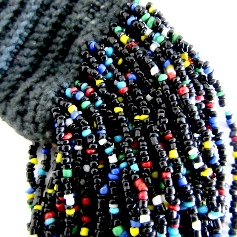 Multi Strand Bead Necklace Black Yellow Blue Green Red White - Etsy