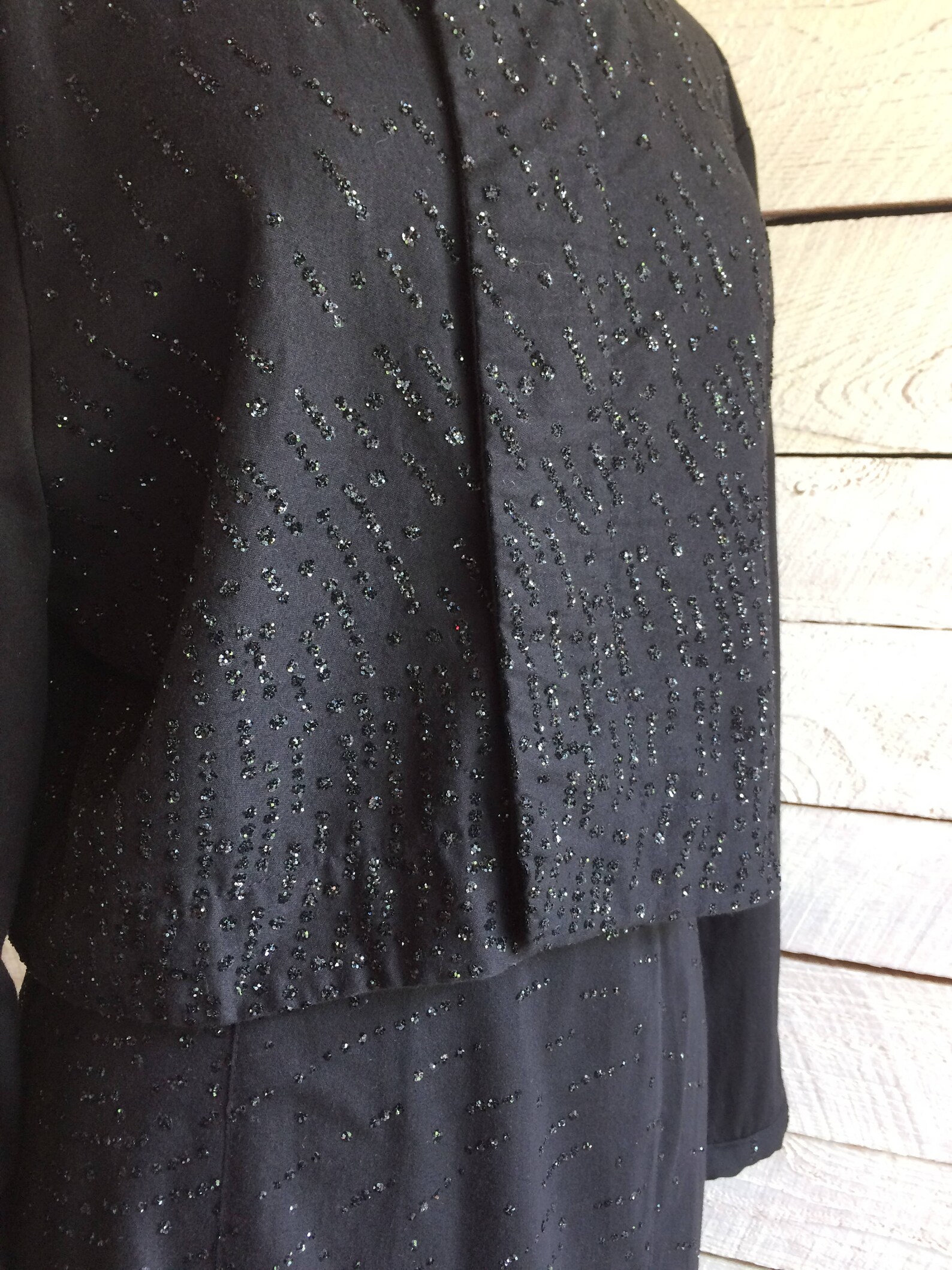 80s 90s Black Sequin Suit Gene Ewing Bis Jacket and Skirt Zip - Etsy