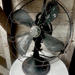 50s Vintage Fan General Electric Working Table GE Black Green Electric ...