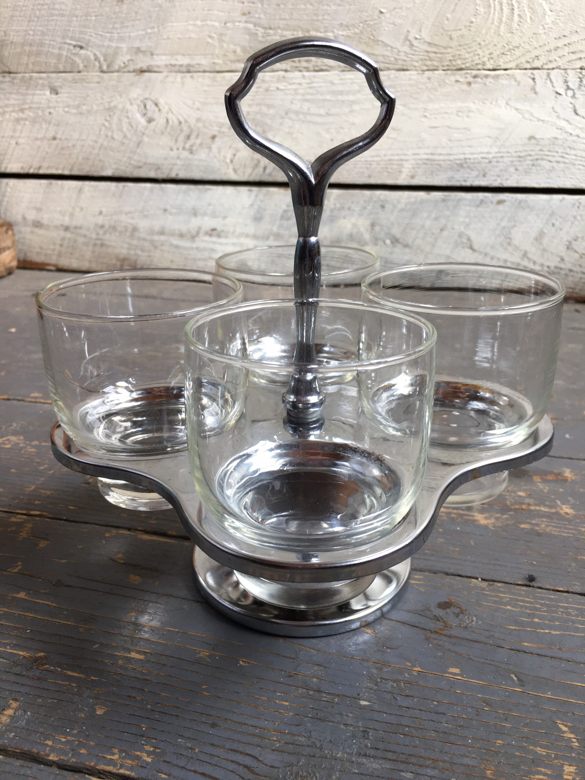 Mid Century Barware - Lazy Susan Drink Caddy - Chrome Holder - 4 ...