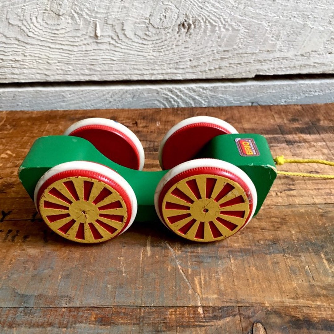 Brio Wood Pull Toy Wheels Green Red Toy - Etsy