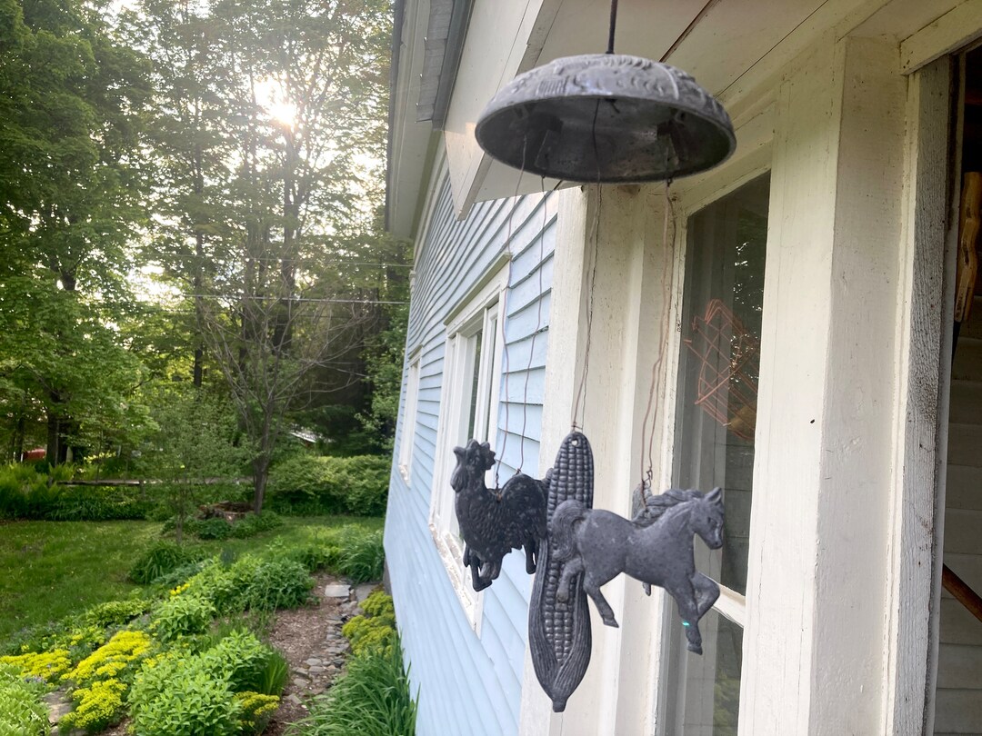 Pewter Garden Farmhouse Wind Chime Garden Decor 4 Farm Animals Sweet ...