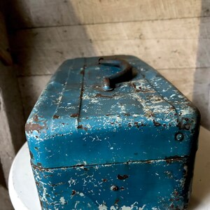 Tool Box Metal Blue Distressed Rusty Tool Box Storage Industrial Box ...