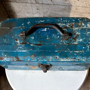 Tool Box Metal Blue Distressed Rusty Tool Box Storage Industrial Box ...