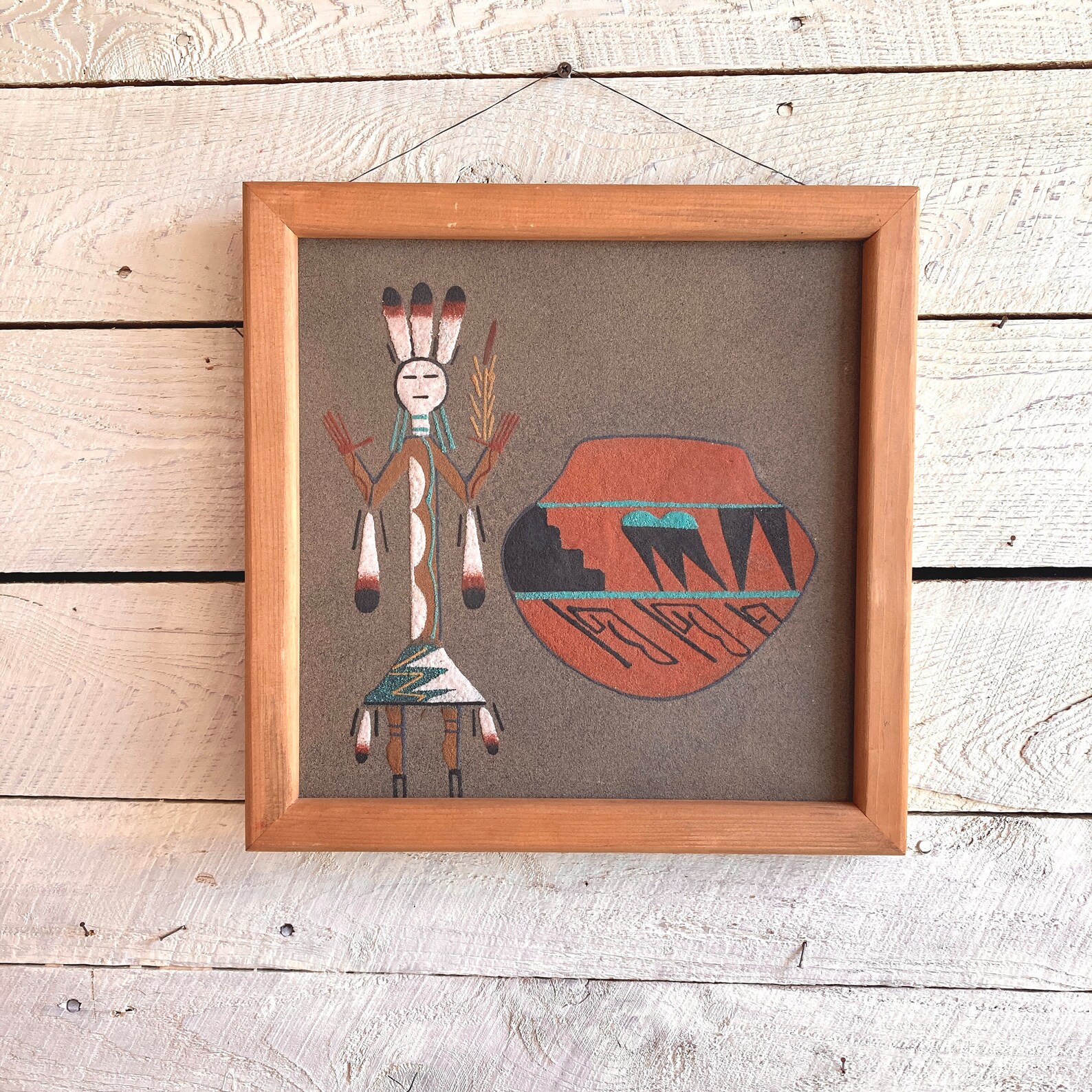 Navajo Sand Painting Yei Dancer With Pottery Native American | Etsy