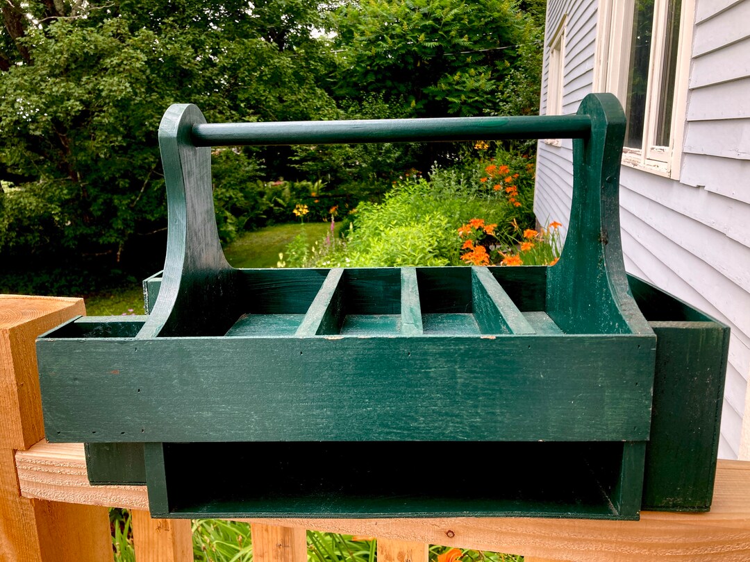 Farmhouse Green Wood Garden Tool Tray Handmade Serving Tray - Etsy