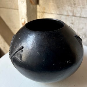 Zulu Beer Pot Ceramic Black Ware Pot Raised Design Tribal Handmade ...