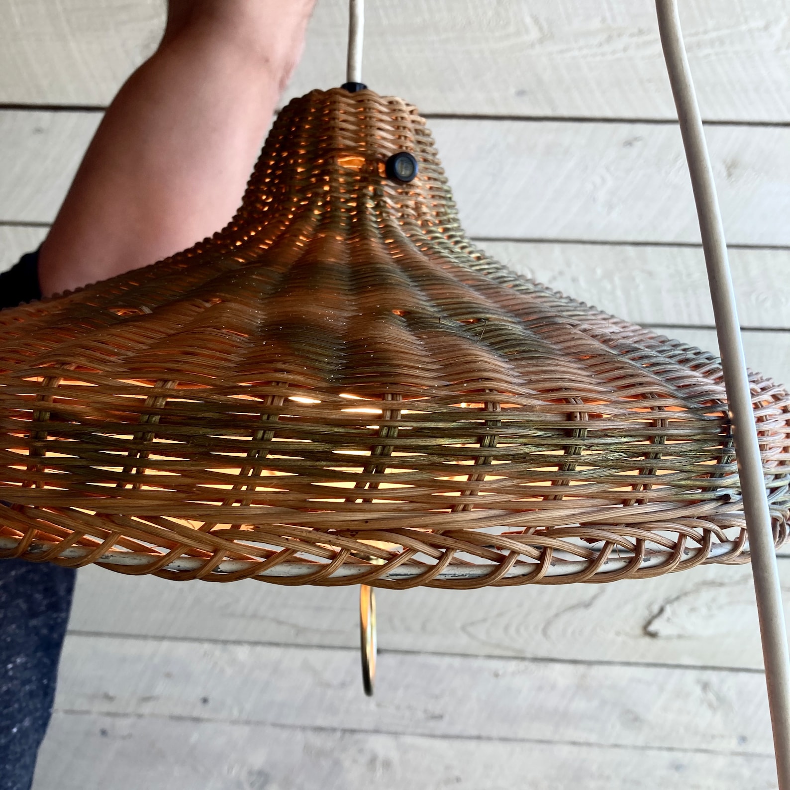 60s 70s Wicker Swag Ceiling Lamp Ceiling Hanging Light Tan and - Etsy