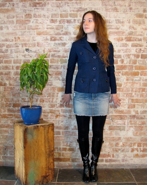 50s blue linen jacket - Gem