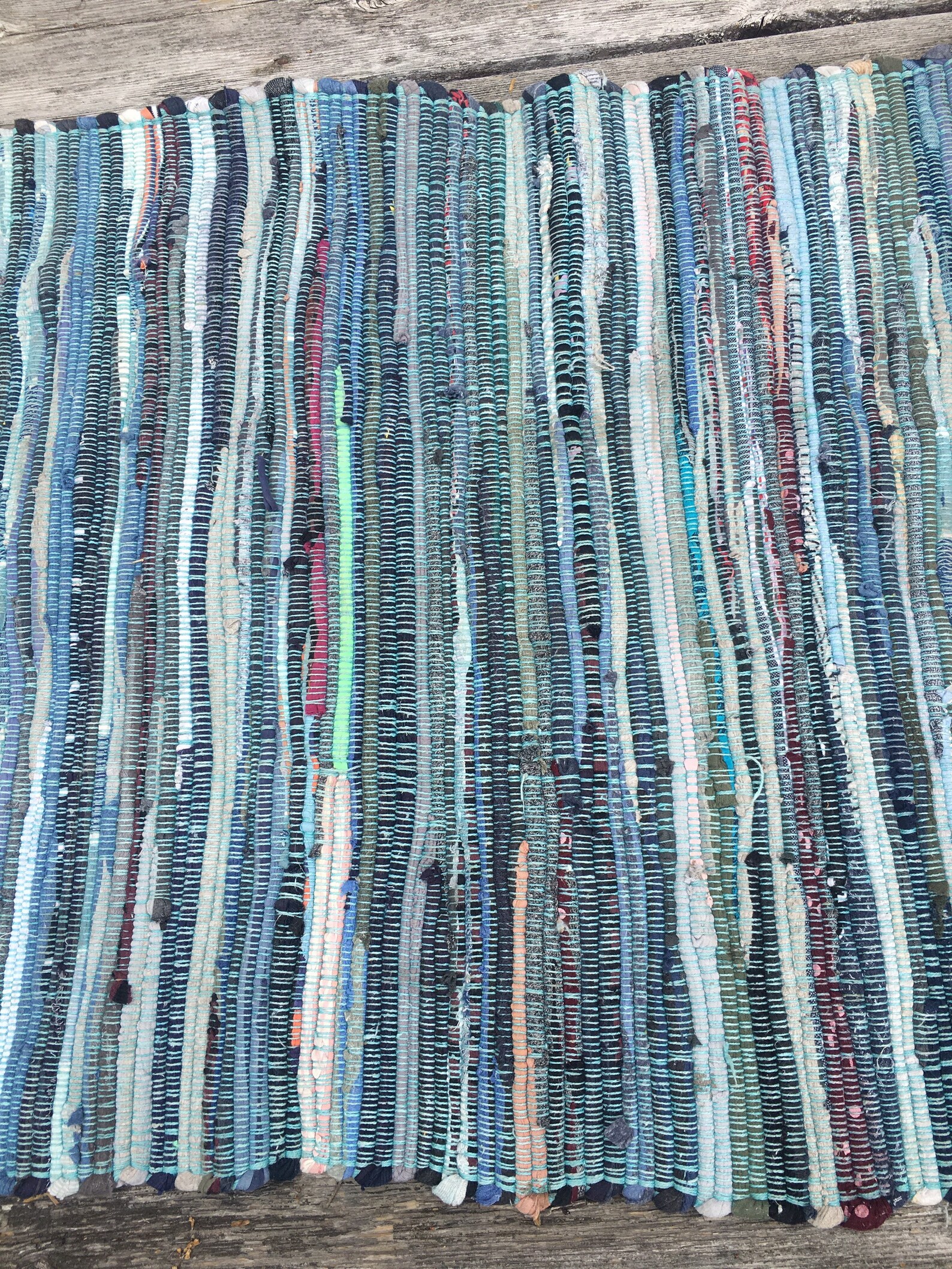 Handmade rag rug farmhouse woven rustic blue cottage | Etsy