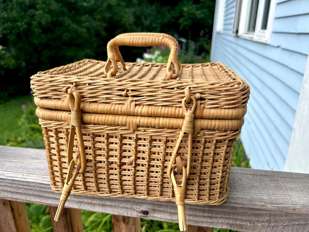 Wicker Small Rectangular Basket Purse - Wicker Bag 2 Handles Storage ...