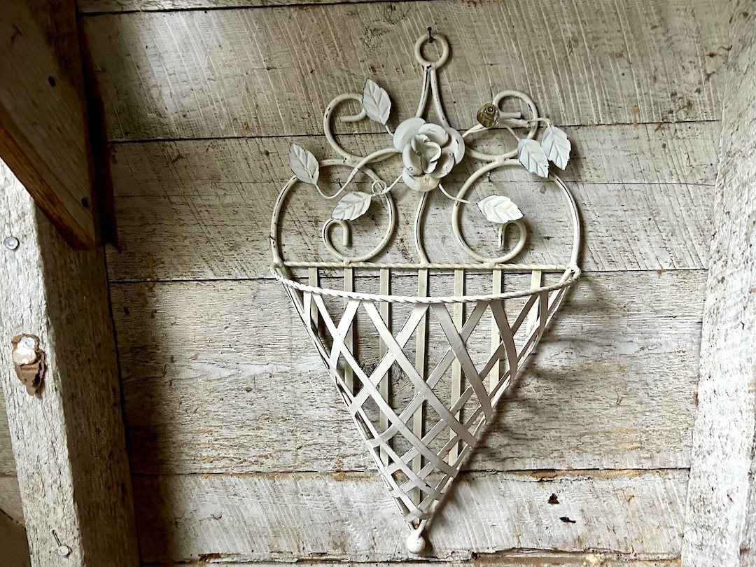 Victorian Style Lattice Floral Cone Shape White Painted Metal - Etsy