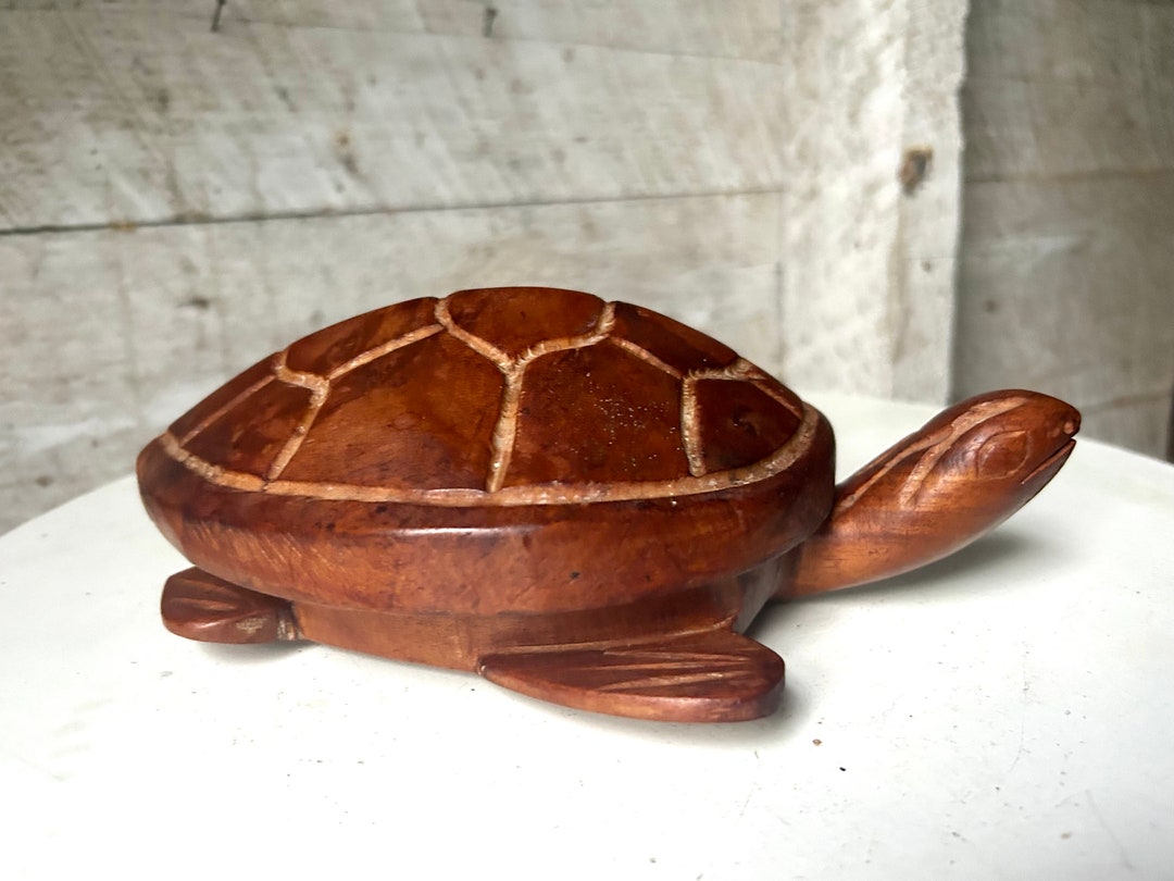 Wood Turtle Trinket Box Hardwood Hand Carved Lid - Etsy