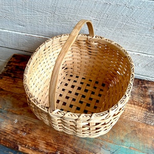 Split Wood Handmade Basket - Farmhouse Market Basket - Bent Wood Handle ...