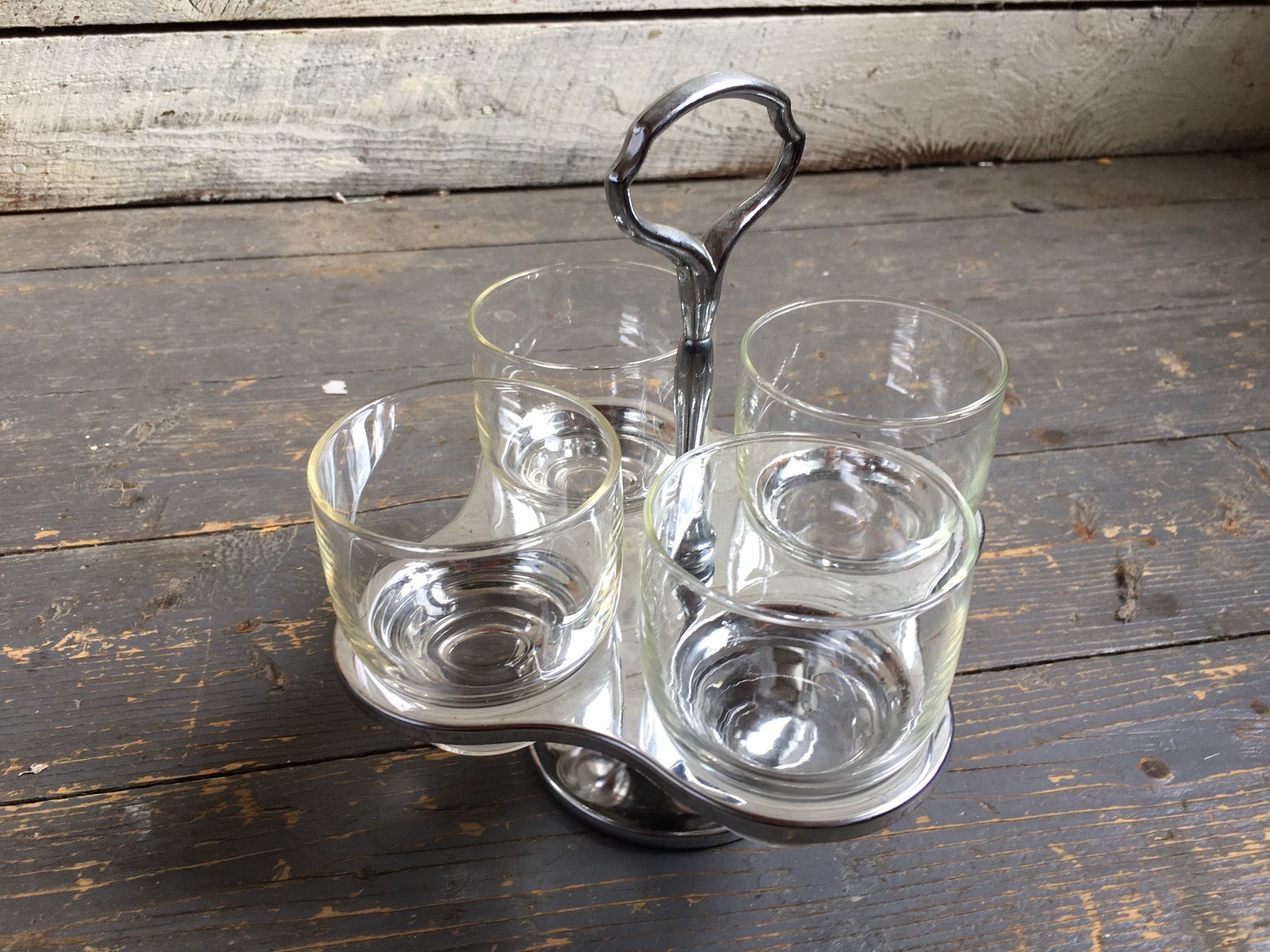 Mid Century Barware - Lazy Susan Drink Caddy - Chrome Holder - 4 ...