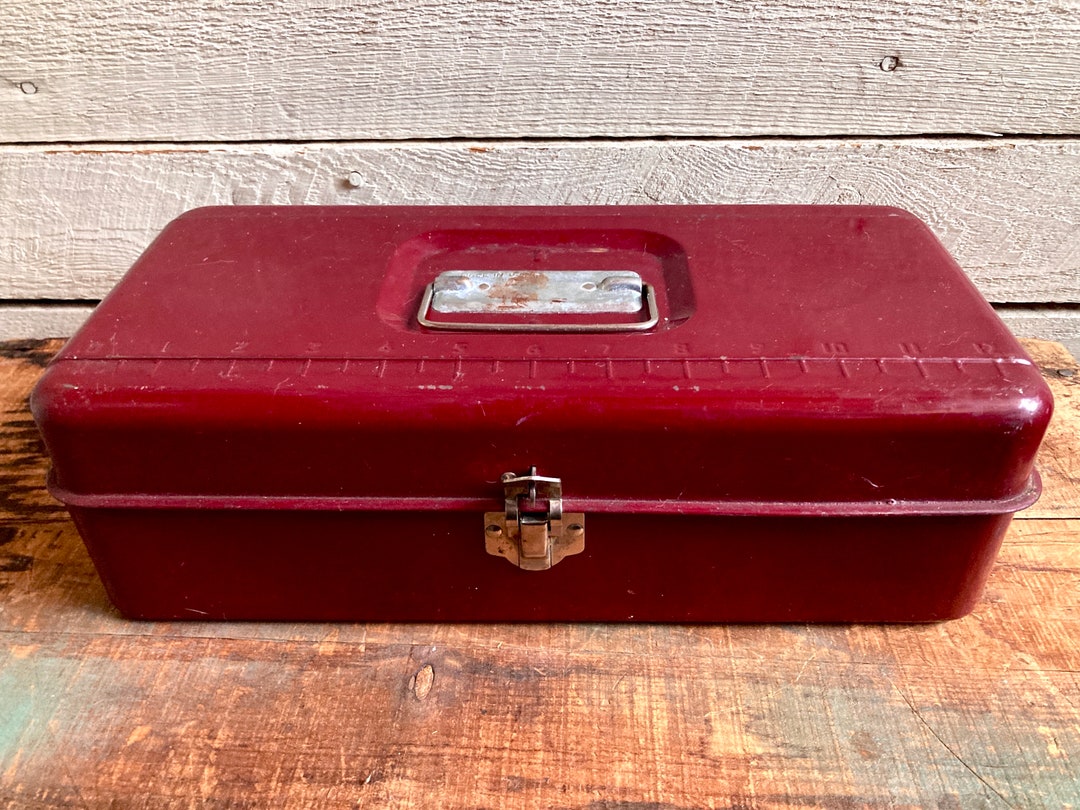 Tool Box Metal Red Distressed Tool Box Storage Industrial Box - Etsy