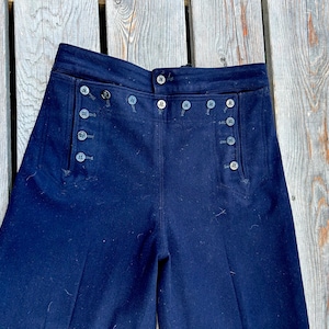 US Navy 40s Wool Sailor Military Pants Mens Vintage Pants 14 Button ...