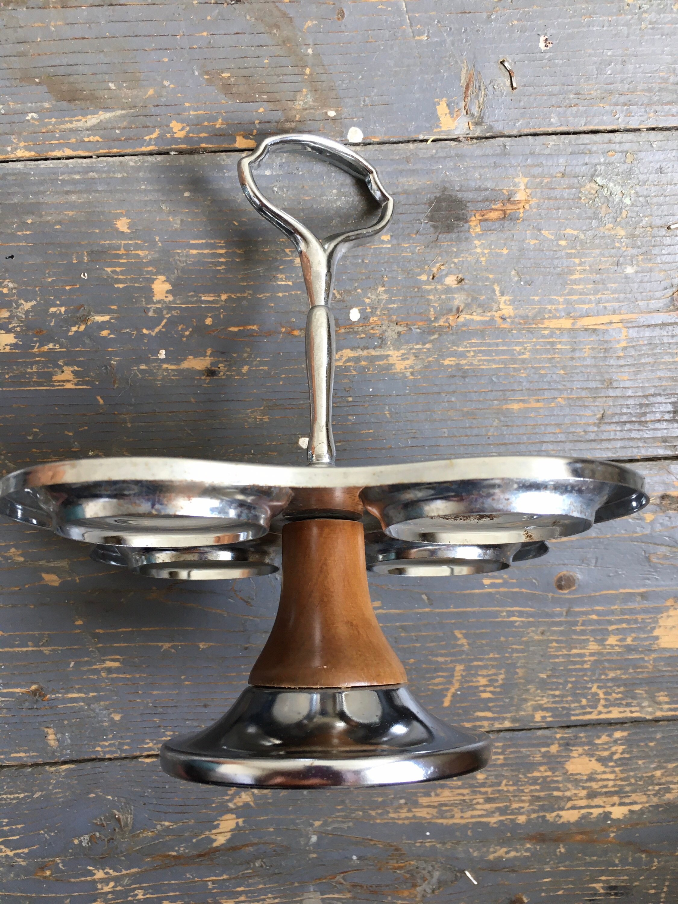 Mid Century Barware - Lazy Susan Drink Caddy - Chrome Holder - 4 ...