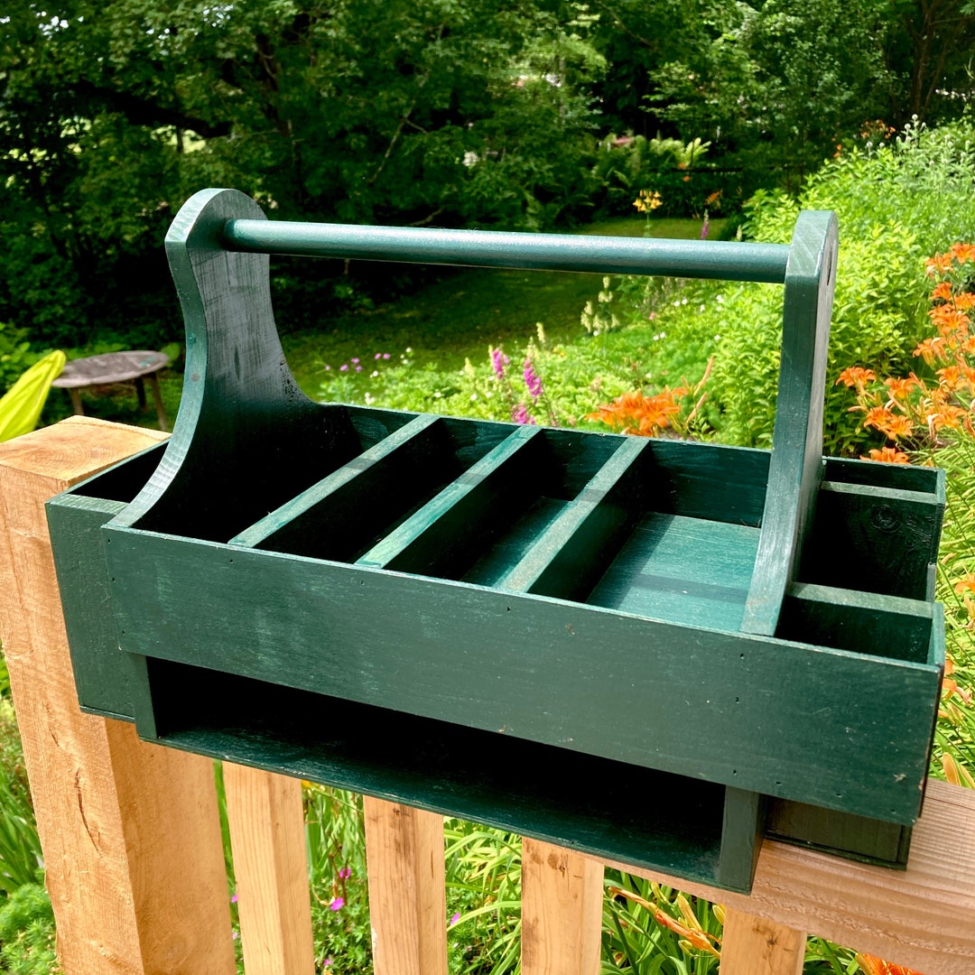 Farmhouse Green Wood Garden Tool Tray Handmade Serving Tray Kitchen ...
