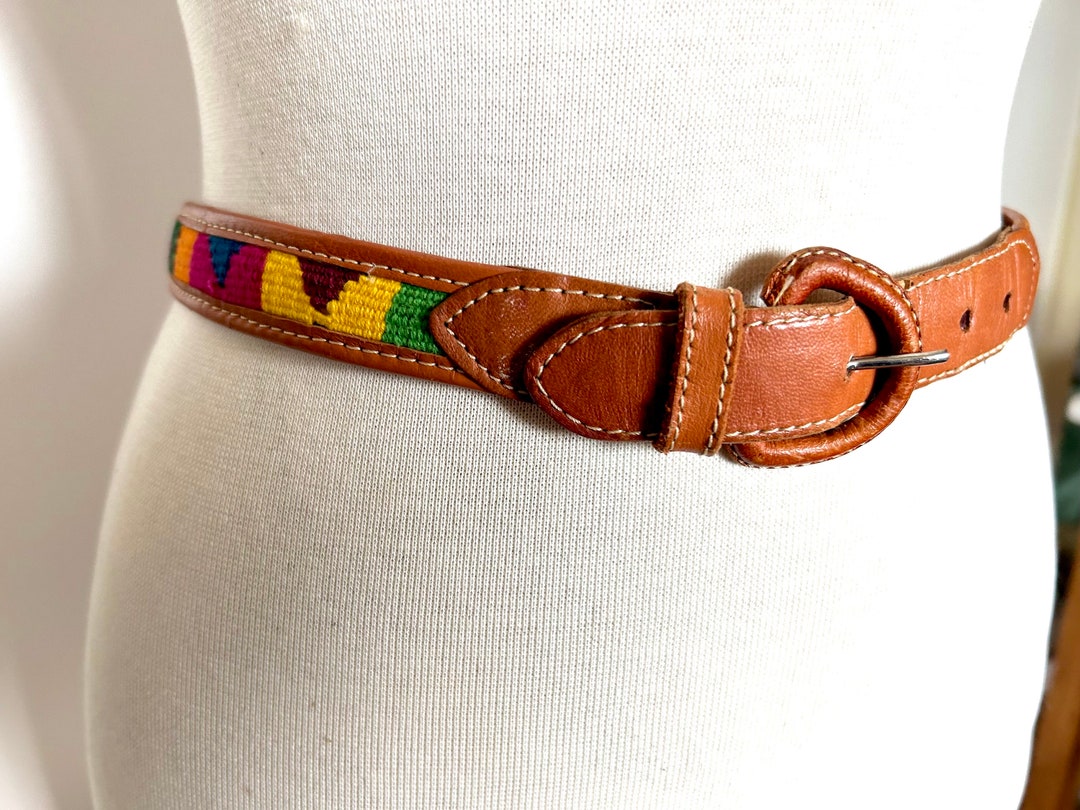 Handmade Guatemalan Leather Belt Boho Hippie Woven Colorful - Etsy