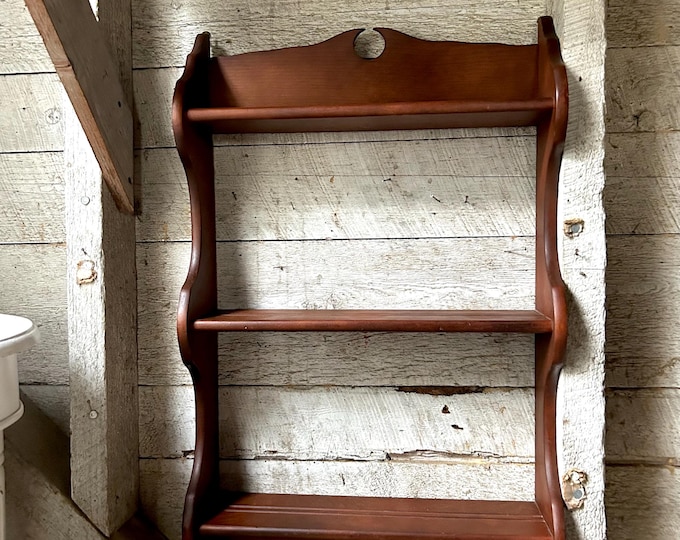 Farmhouse Wood Wall 3 Shelf Unit Country Kitchen Storage Handmade Cut ...
