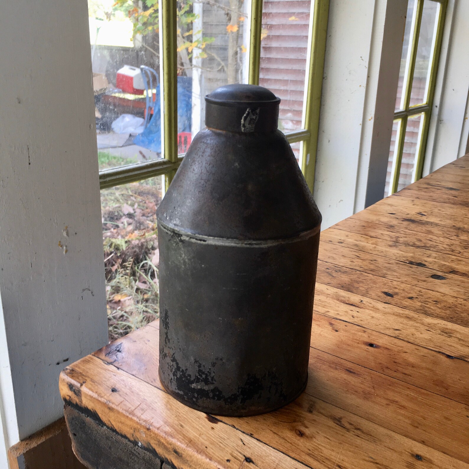 Primitive Round Tin - Rustic - Lid - Antique Container - 1900s ...