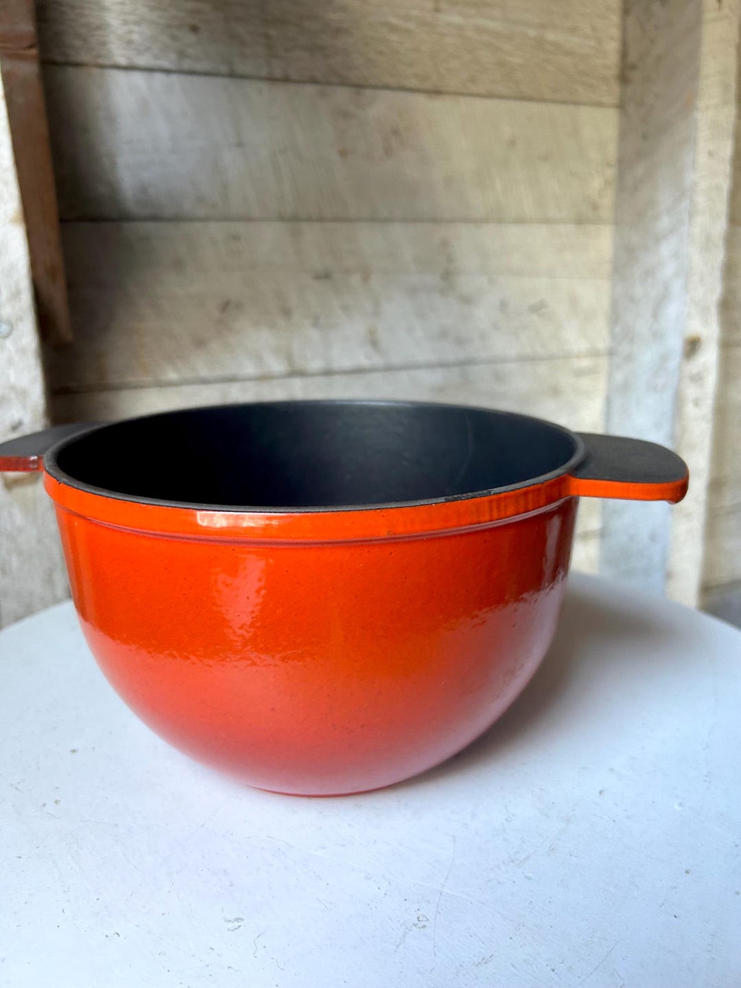 Cast Iron Enamel Pan Flame Red Made in France 2 Quarts - Etsy