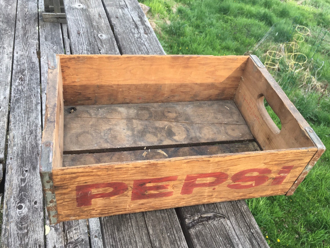 Wood Pepsi box soda crate sturdy box storage box | Etsy