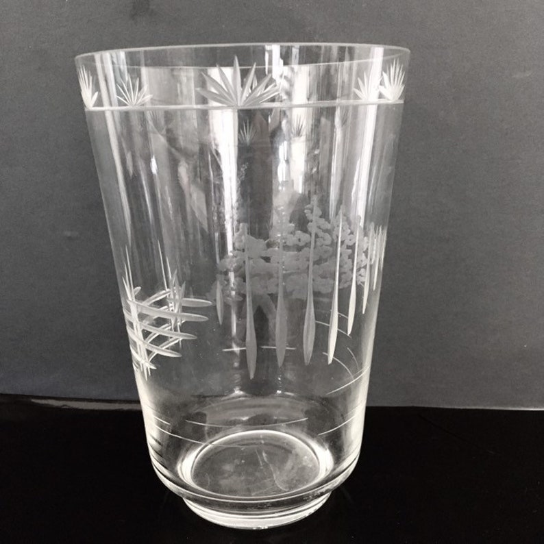 Karhula Crystal Finland Glass Vase 50s Mid Century Vase - Etched Glass ...