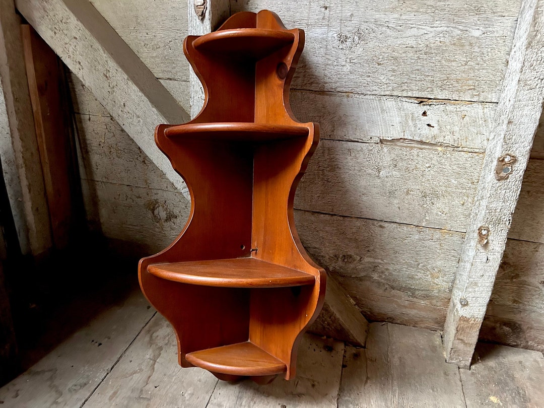 50s Handmade Wood Corner Shelves Farmhouse Handmade 4 Shelves Scalloped ...