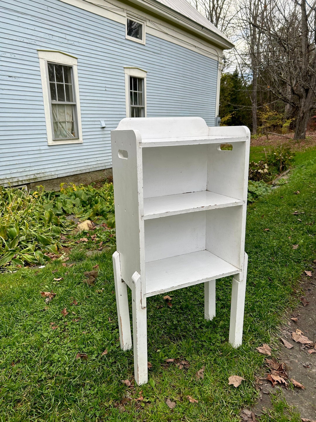 Antique Farmhouse Shelf Unit Country Kitchen Storage White Handmade ...