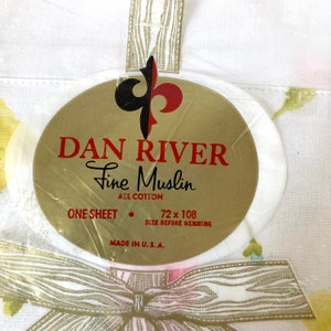 Vintage Dan River Pastel Floral Print Flat Double Bed Sheet Cotton Fine ...