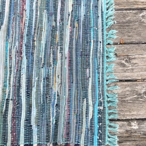 Handmade Rag Rug Farmhouse Woven Rustic Blue Cottage - Etsy