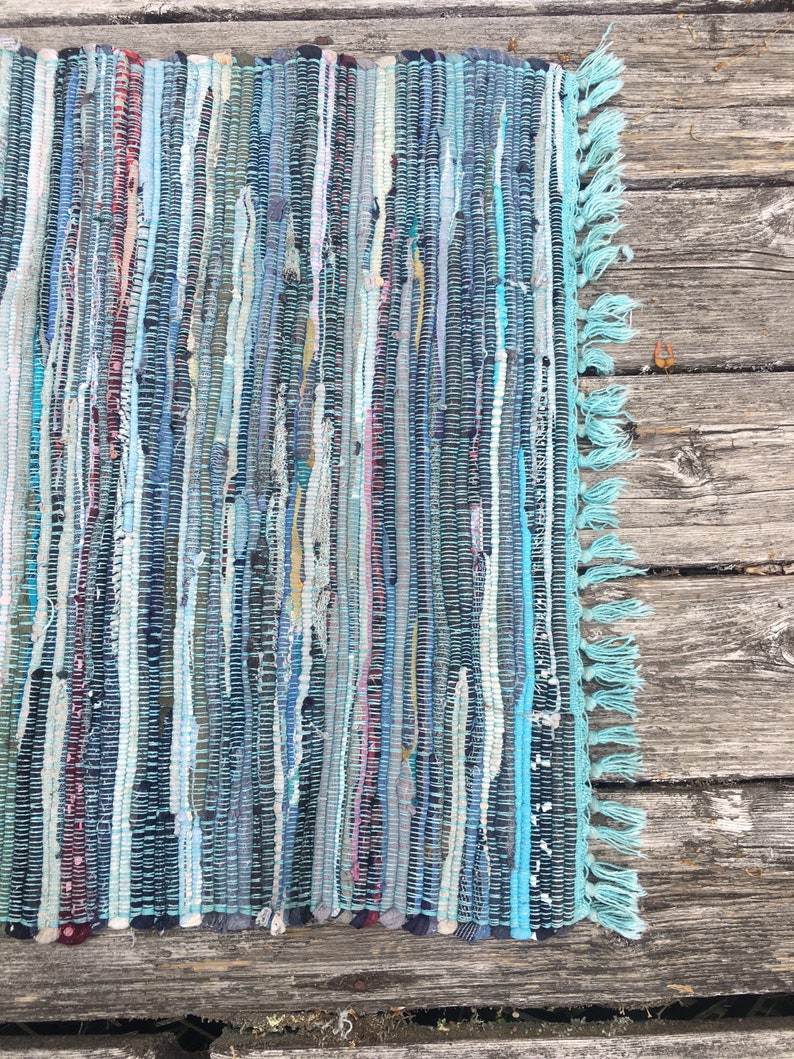 Handmade Rag Rug Farmhouse Woven Rustic Blue Cottage - Etsy