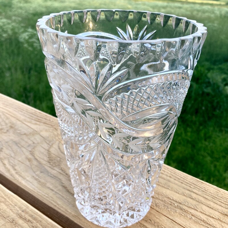 Cut Glass Vase - Etsy