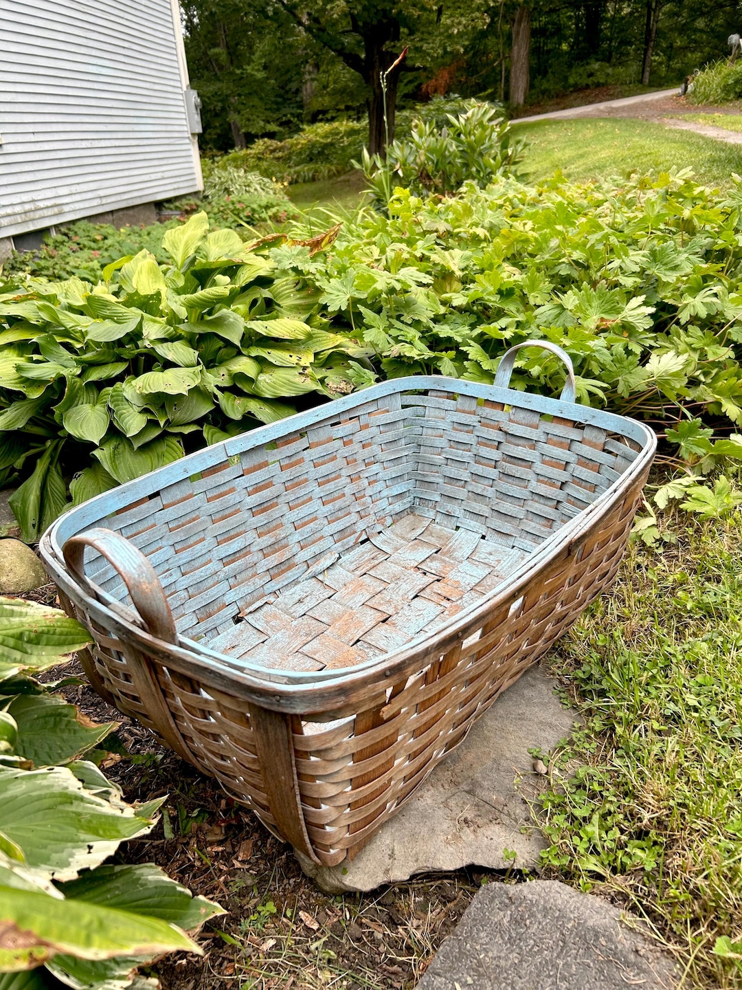 Antique Primitive Gathering Basket - Large Basket - Split Wood ...