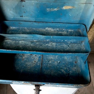 Tool Box Metal Blue Distressed Rusty Tool Box Storage Industrial Box ...