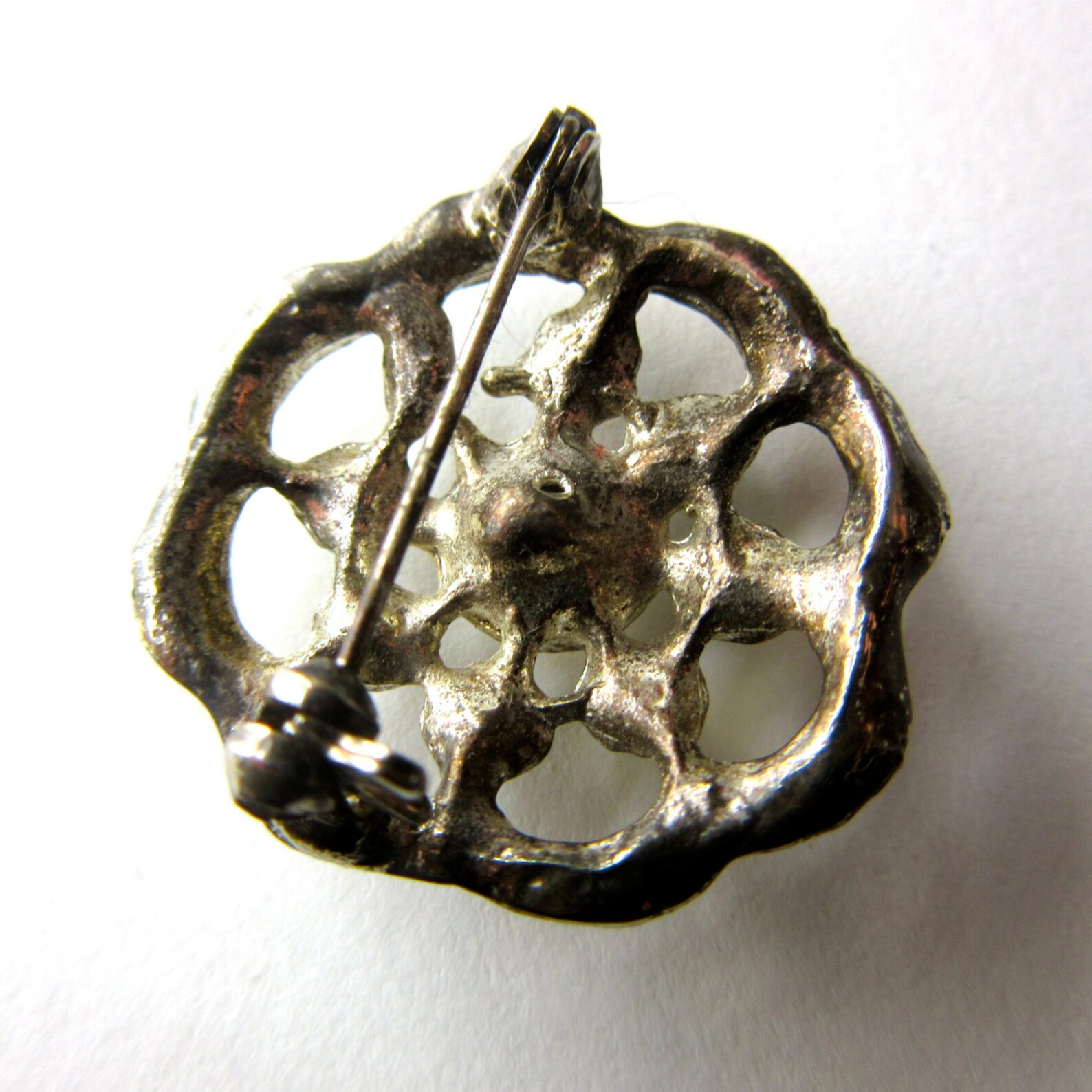 Rhinestone Brooch Round Pin Faceted Silver Tone 1 Round - Etsy