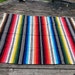 Mexican Blanket Rug Hand Woven Heavy Stripe Design - Blue Red Yellow ...