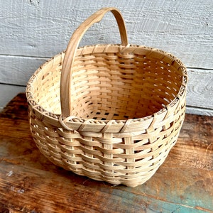 Split Wood Handmade Basket - Farmhouse Market Basket - Bent Wood Handle ...